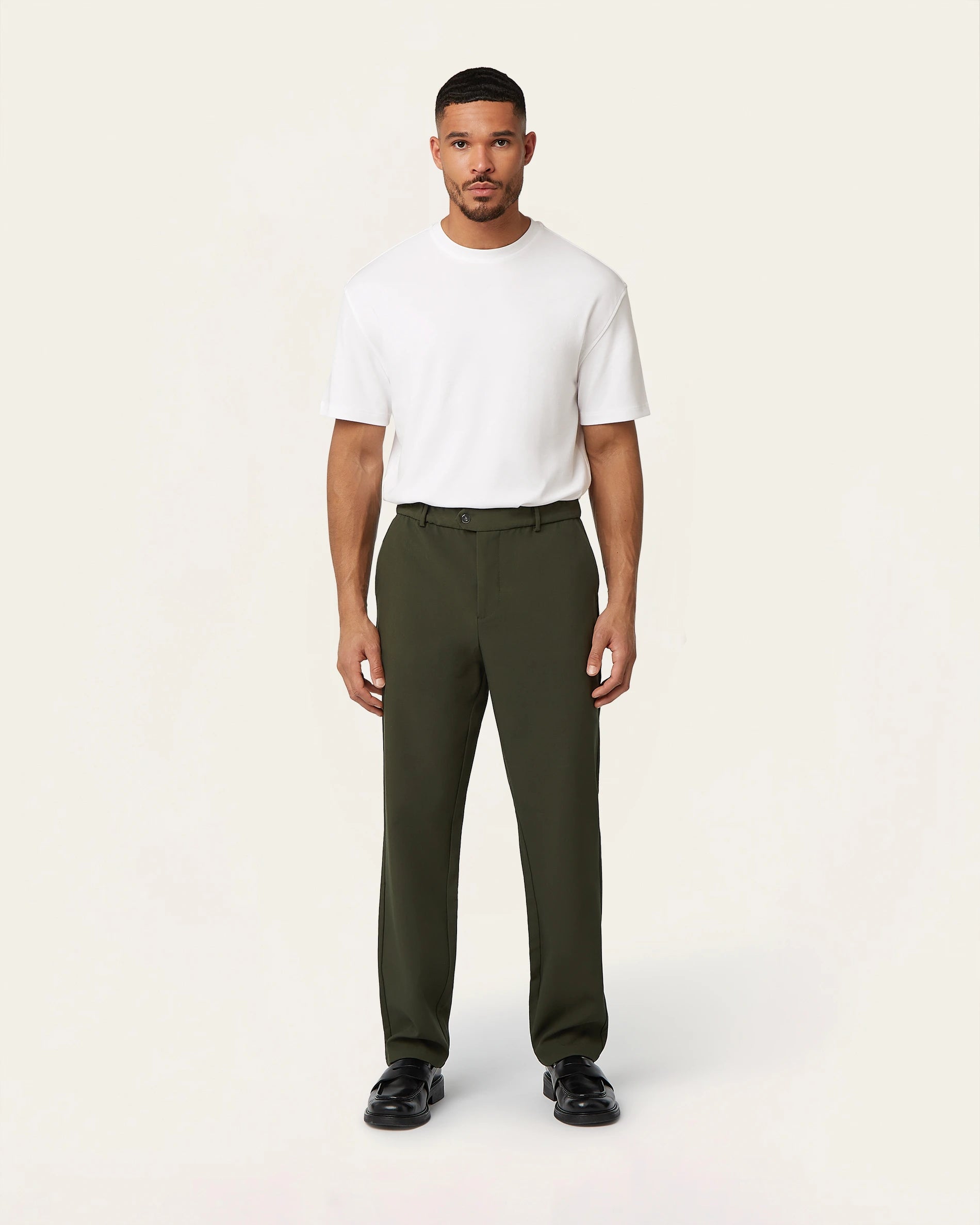Dark Green Straight Fit Pants – Wrinkle Resistant | LABFRESH